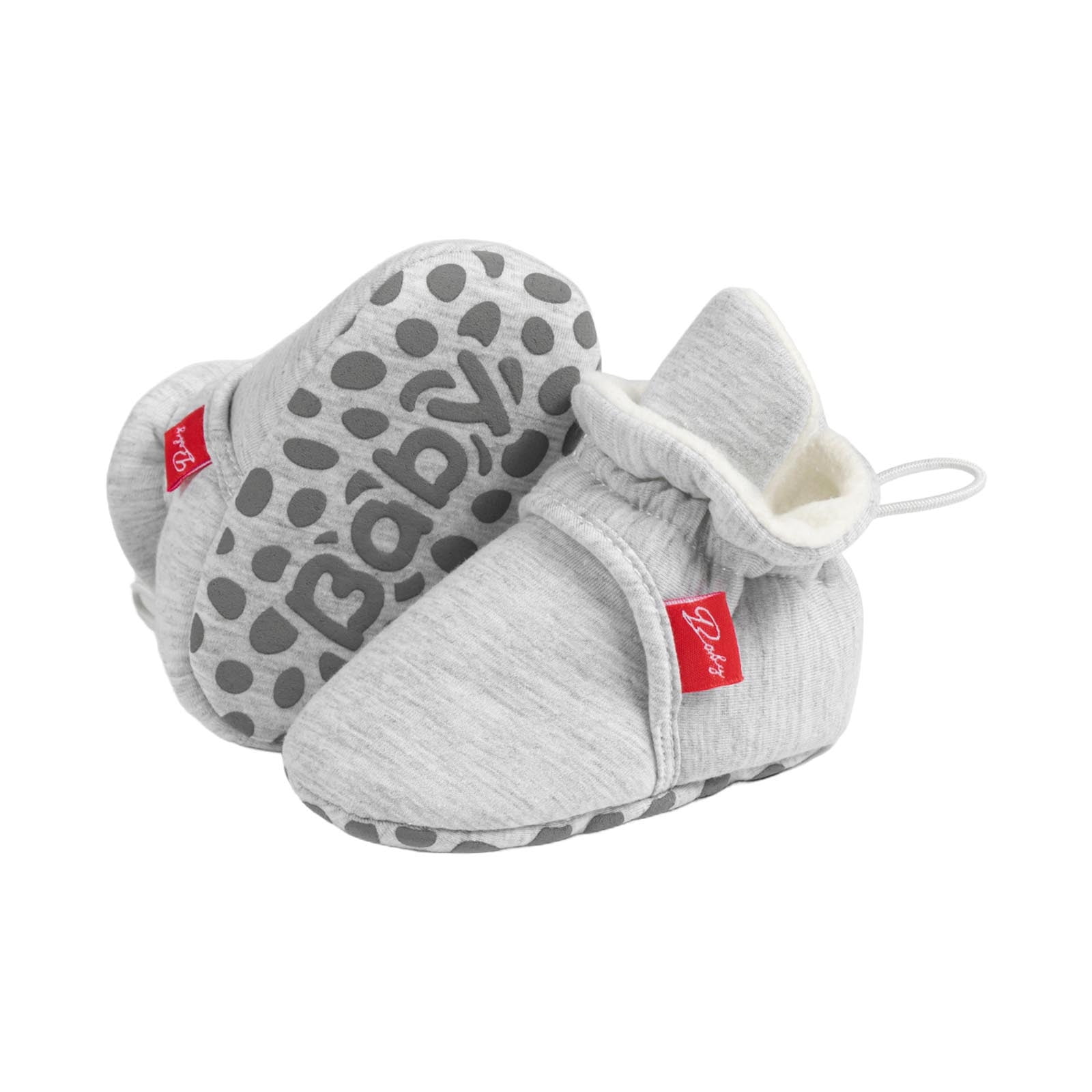 Gray Baby Booties With Solid Theme For Fall And Winter Non-Slip Feature ...