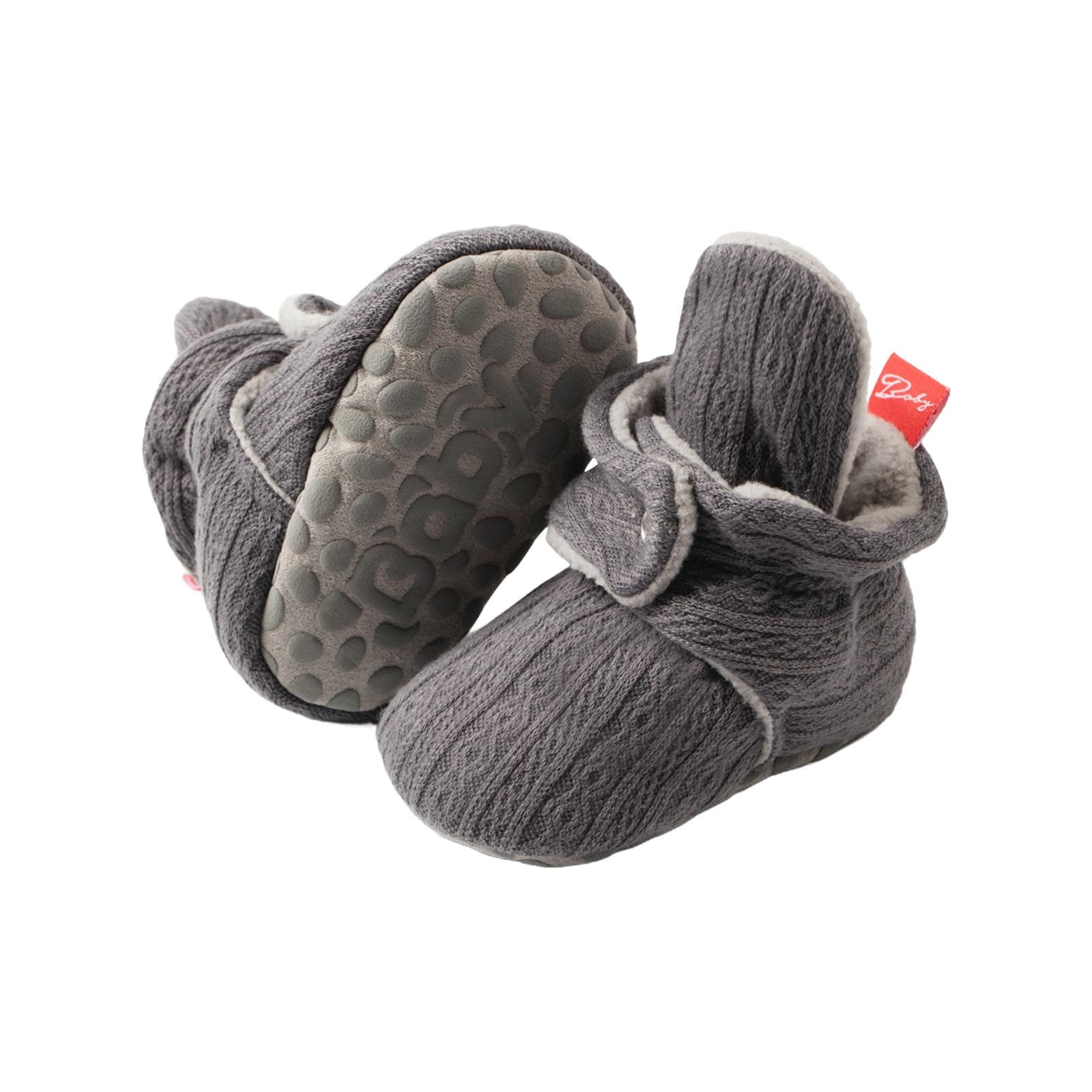 Gray Baby Booties With Stripe Theme For Fall And Winter Non-Slip ...
