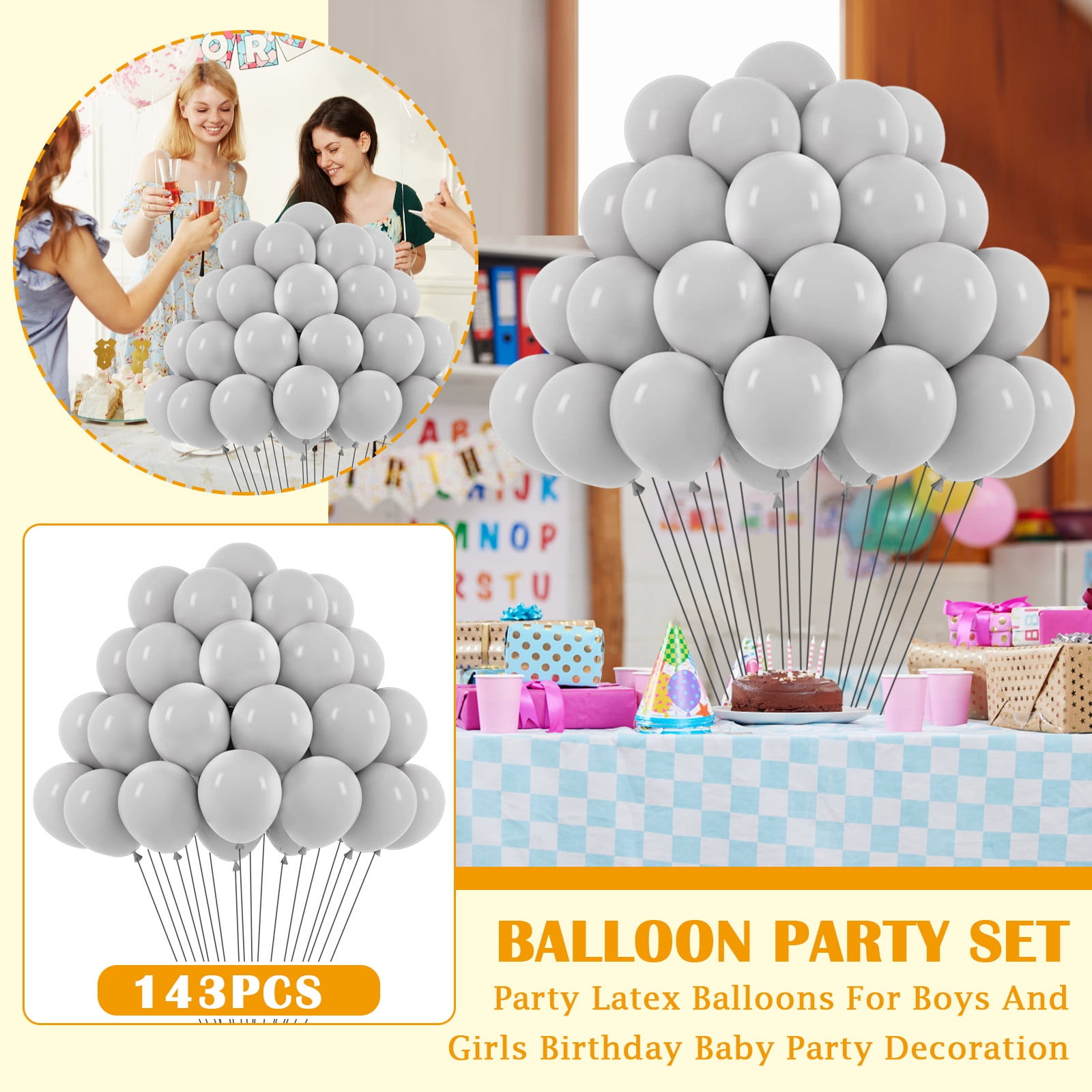 Gray Balloons 105 Pack, 12 Inch Premium Latex Party Balloons for ...