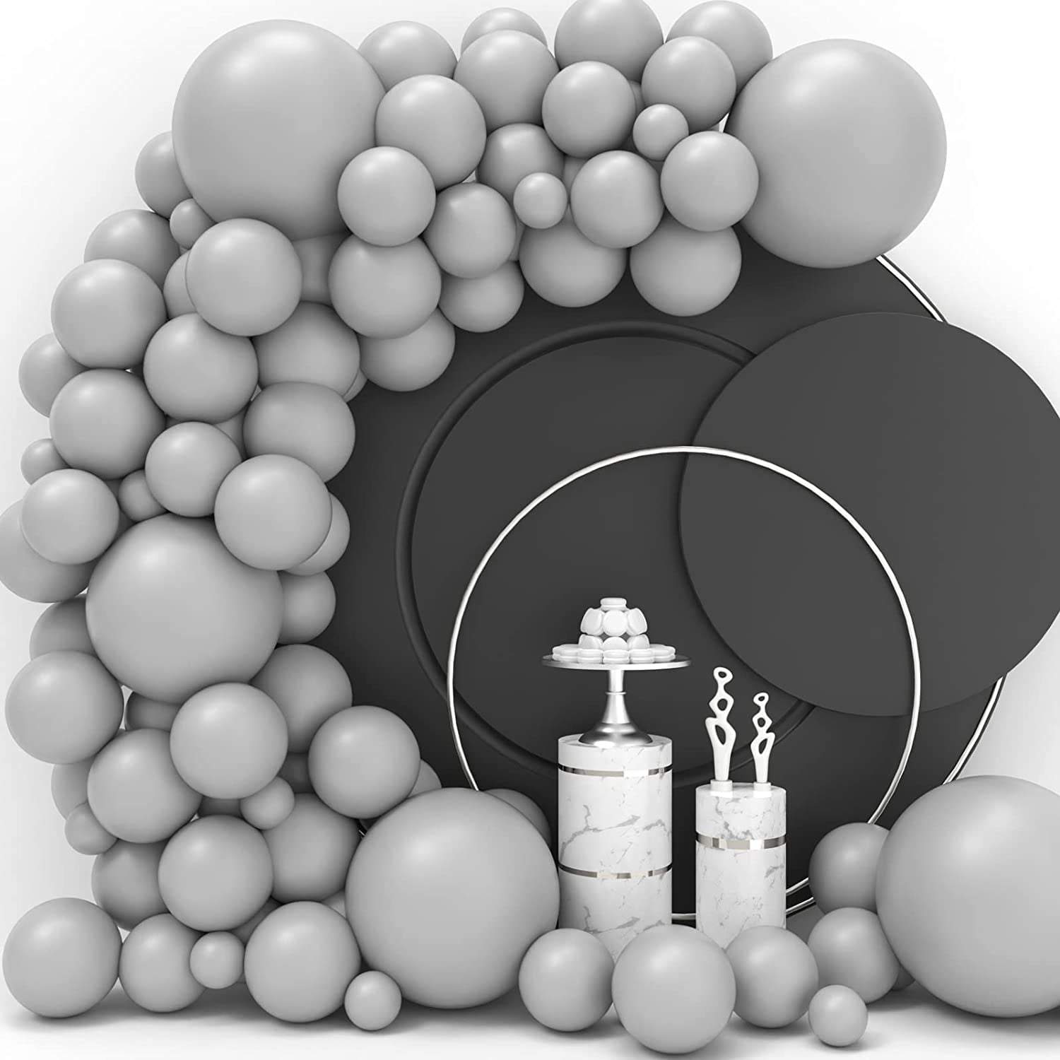 Gray Balloons 110 Pcs Pastel Gray Balloon Garland Kit Different Sizes 5 ...