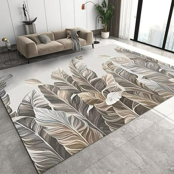 Gray Banana Palm Leaves Area Rugs, Simple Tropical Rainforest Plants ...