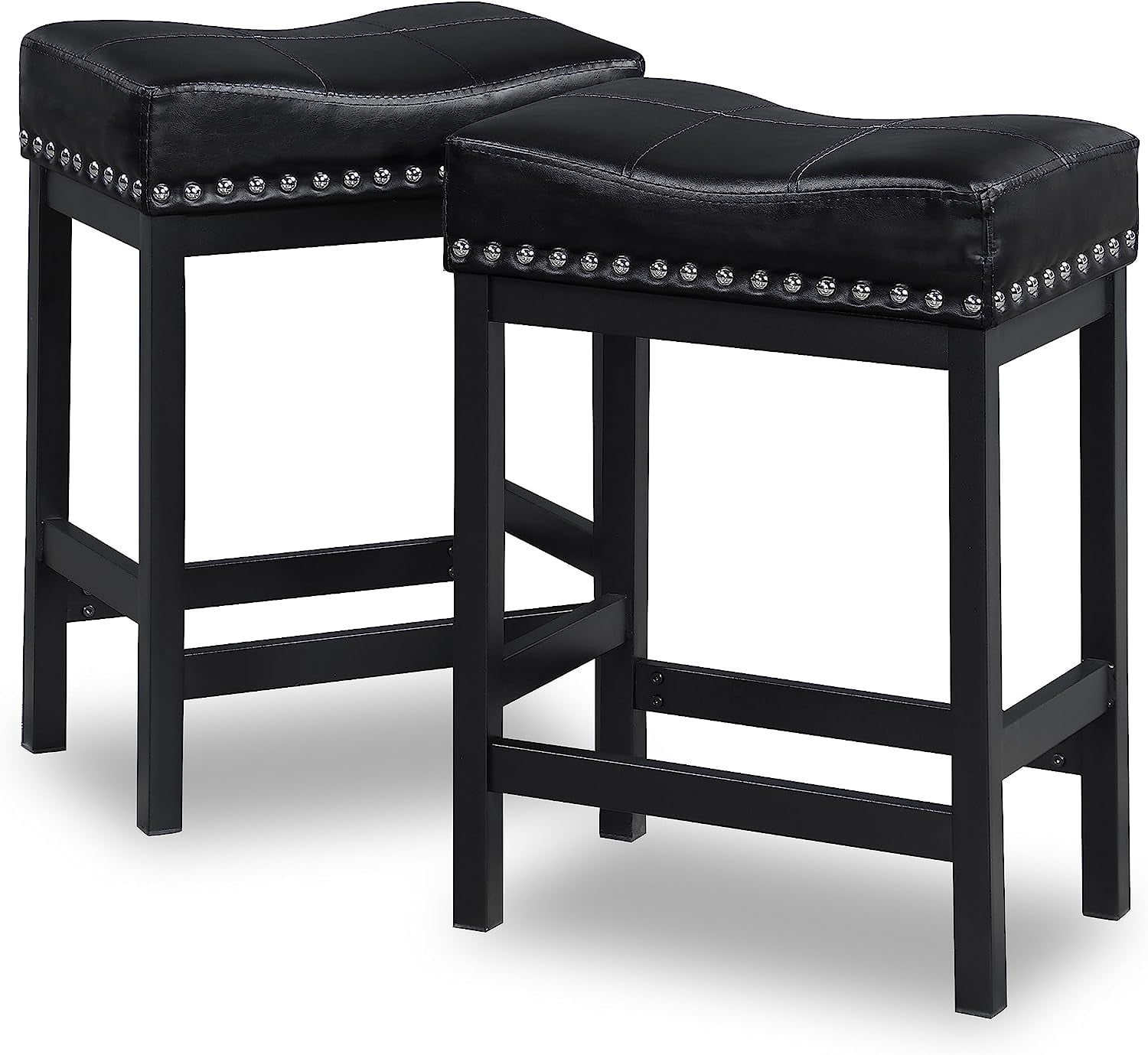 Gray Bar Stools Set of 2 24 Inches Saddle Bar Stools Backless Kitchen ...