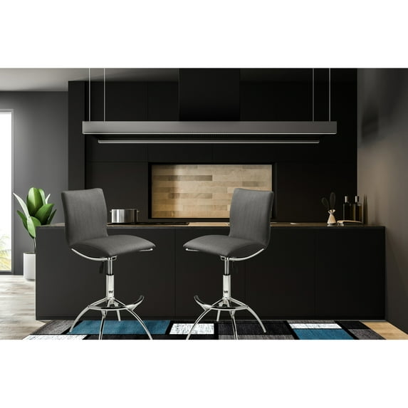 Gray Bar Stools with Solid Back | Adjustable Height for Kitchen Use ...