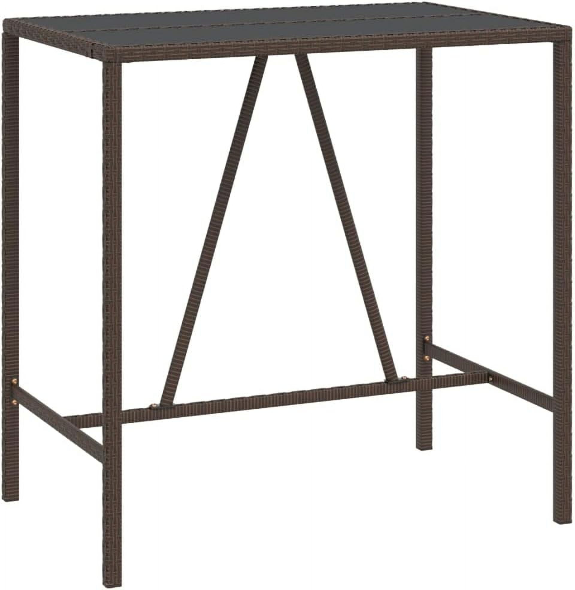Gray Bar Table with Tempered Glass Top PE Rattan Design - and Durable ...