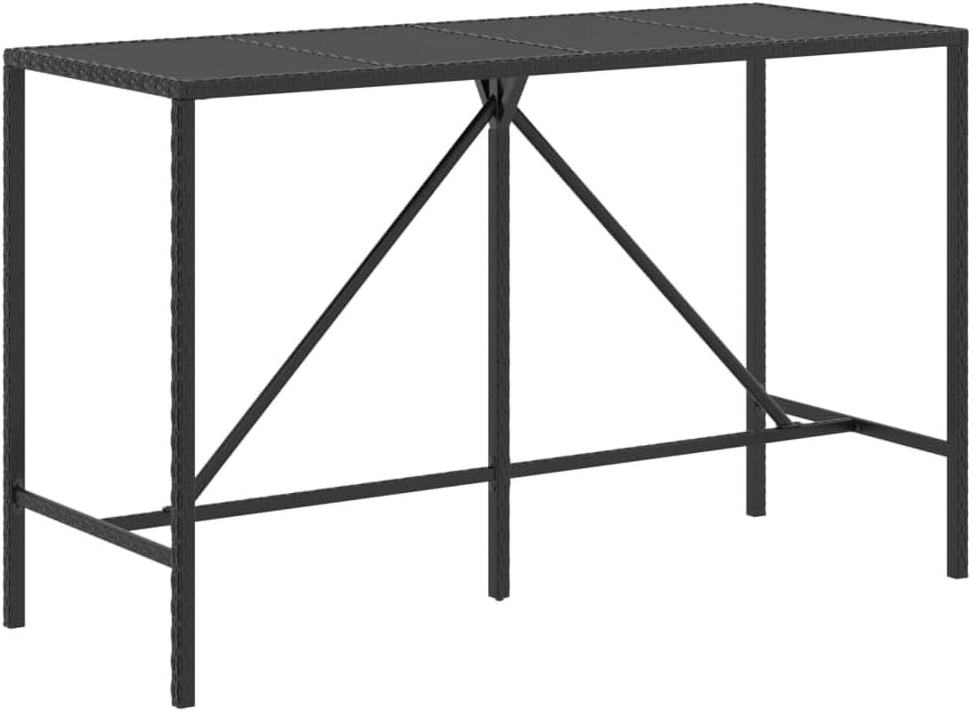 Gray Bar Table with Tempered Glass Top PE Rattan Design - and Durable ...