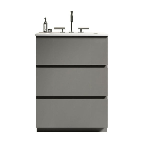 Gray Bathroom Vanity Unit | Maximized Storage & Smooth Drawers | Zero ...