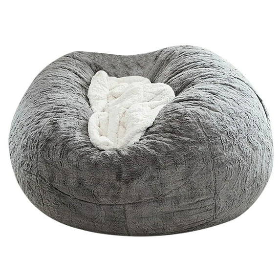 Gray Beanbag Cover, Round Spherical Foam Padding Protector for Single ...