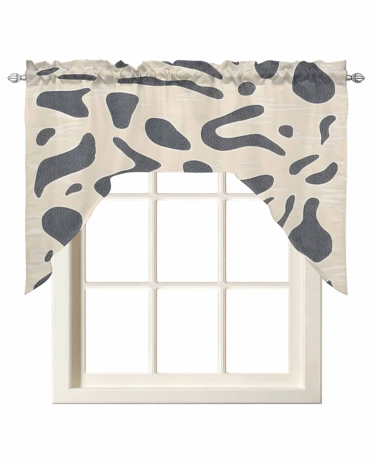 Gray Beige Kitchen Curtains Swag Valance for Windows/Bathroom/Cafe ...