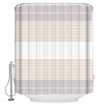 Gray Beige Stripe Bathroom Shower Curtains with 12 Hooks Polyester ...