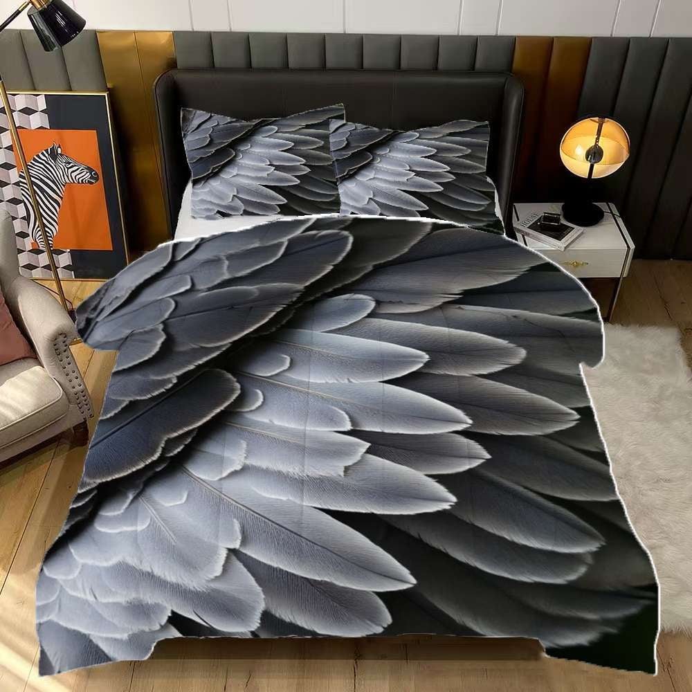 Gray Bird Plumage Closeup Texture Comforter Set Twin Size Bedding Set ...