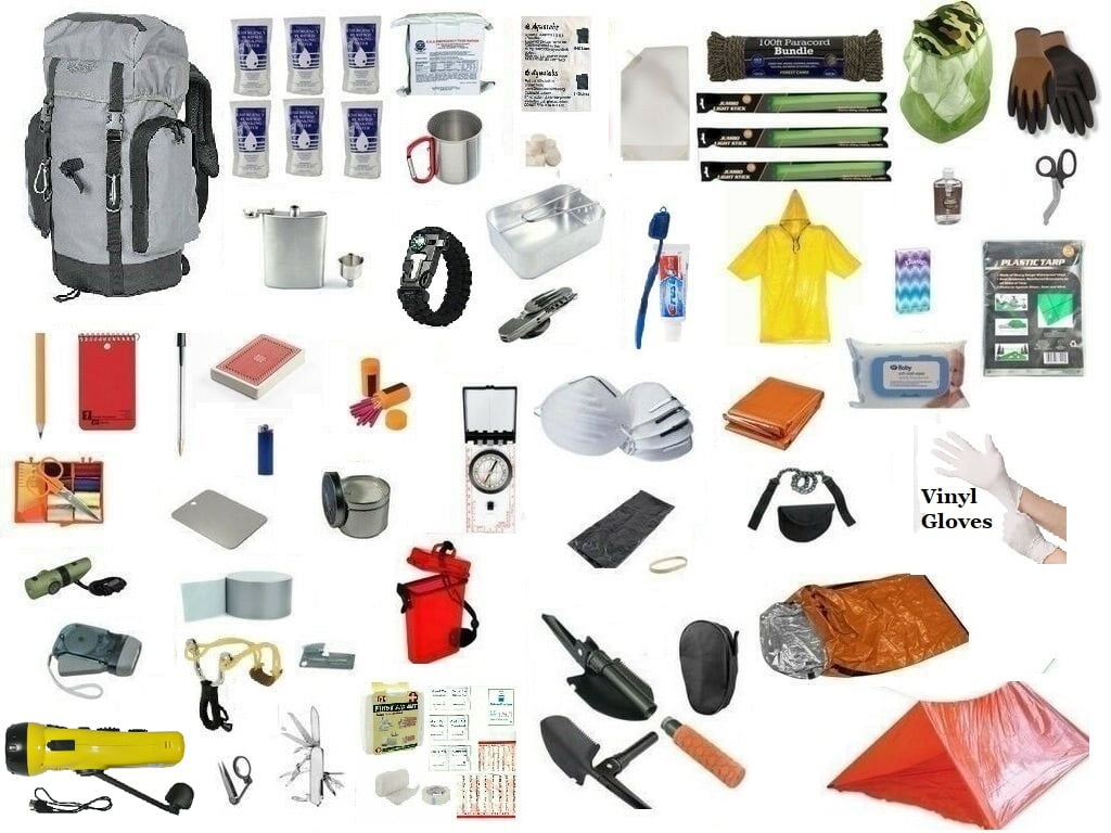 Gray/Black 3 Day Deluxe Emergency Survival Kit 25 L Disaster Earthquake ...