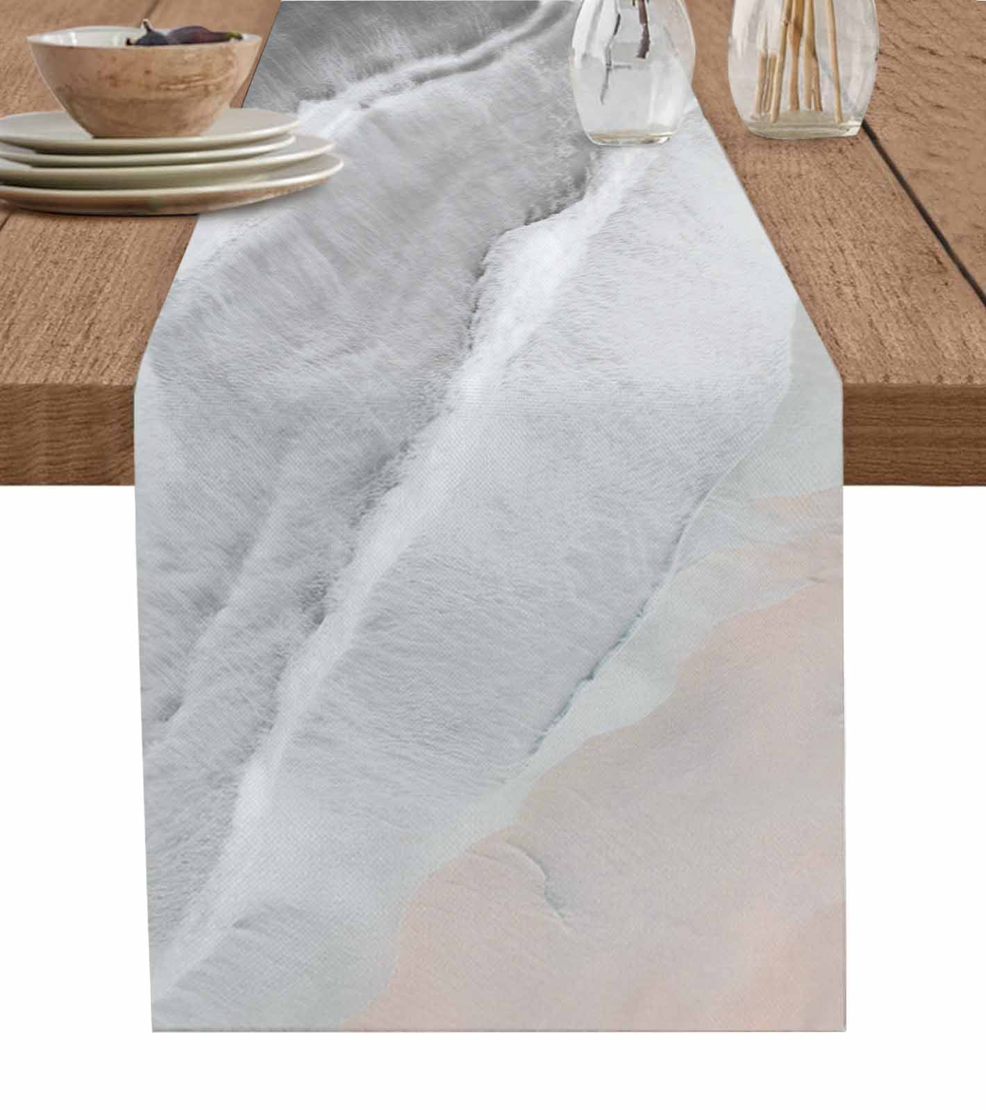 Gray Black Coastal Wave Table Runner Summer Modern Ocean Beach ...