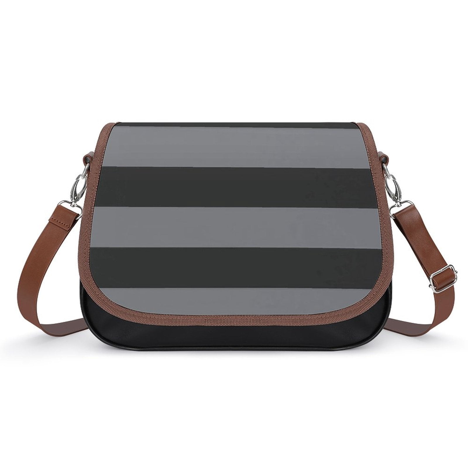 Gray Black Horizontal Stripes Pu Leather Shoulder Bag Essential For ...