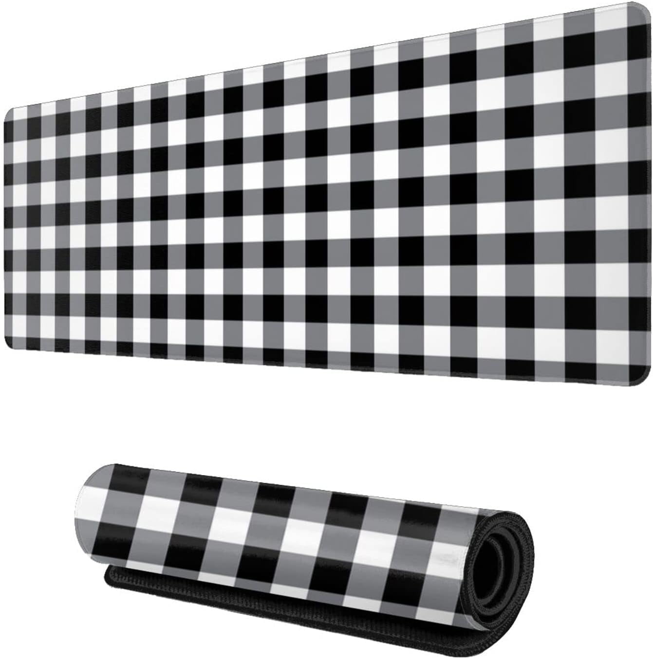 Gray Black Plaid Checkered Gaming Mouse Pad Long Extended XL Mousepad ...