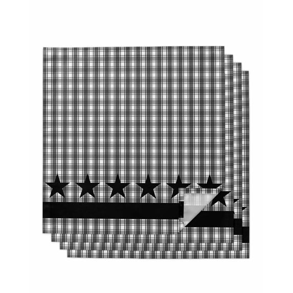 Gray Black Plaid Cloth Napkins Set of 4 Reusable Dinner Napkins ...