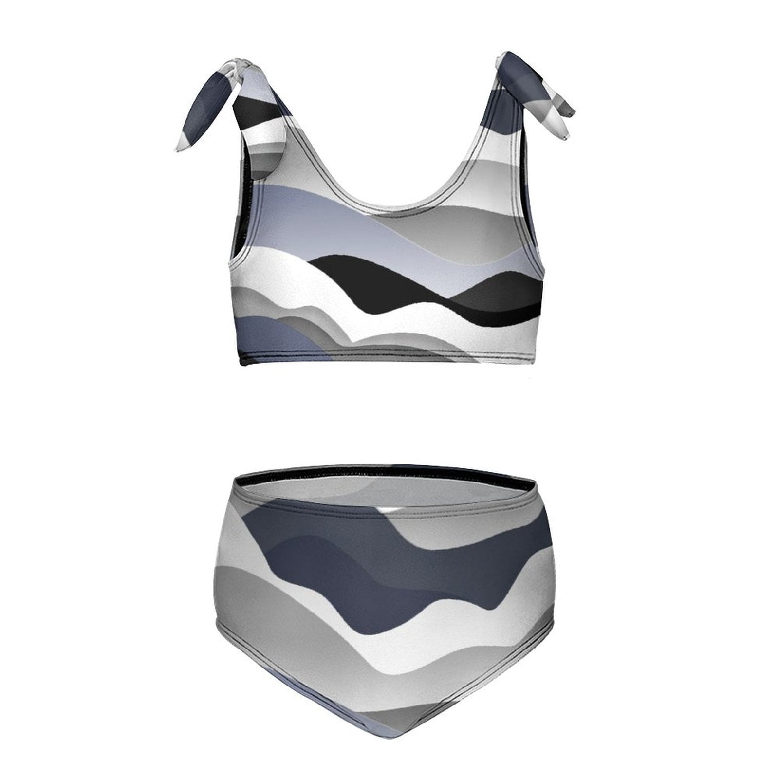 Gray Black White Gradient Abstract Girl's 2 Piece Bikini Set Beach ...