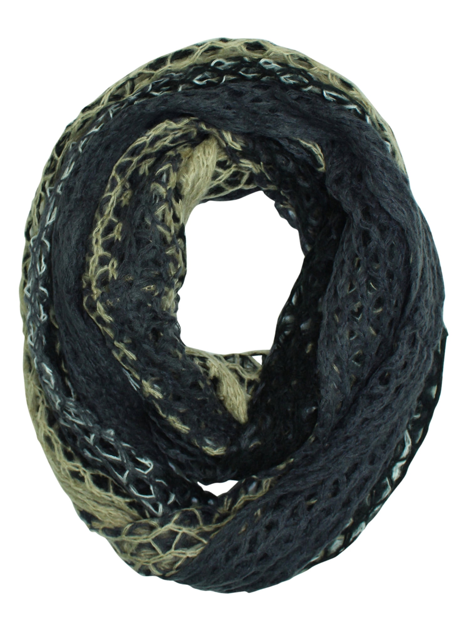Gray Black & White Multi Tone Open Knit Infinity Scarf - Walmart.com