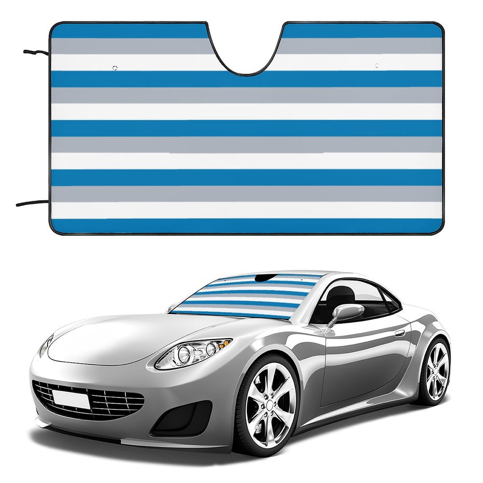 Gray Blue And White Stripes Car Solar Protection Windshield Sunshade ...