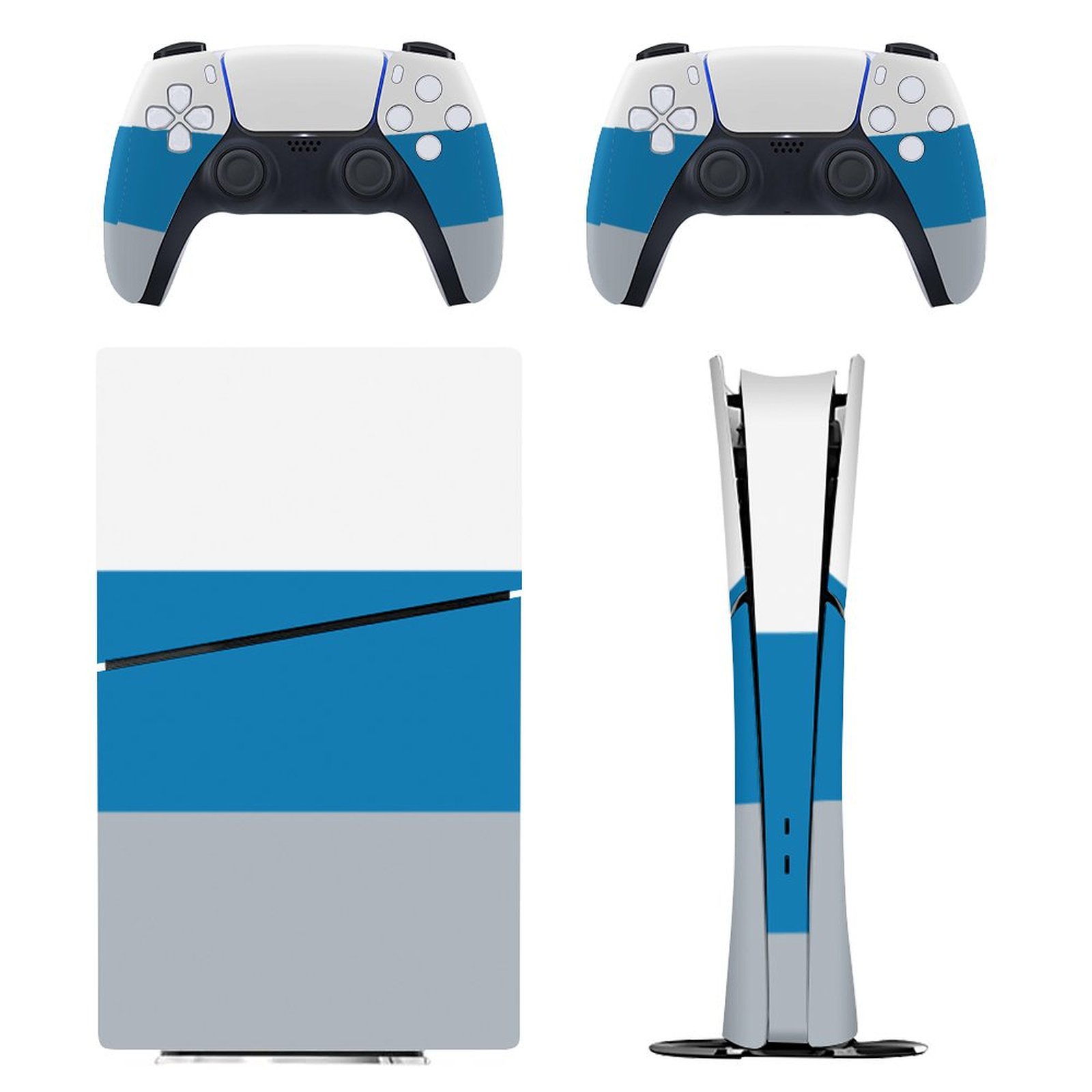 Gray Blue And White Stripes PS5/PS5 Pro/PS5 Slim Digital Disc Skin ...