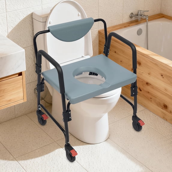 Gray-Blue Carbon Steel PP 27×25 Inch Portable Stool With Brake And High ...