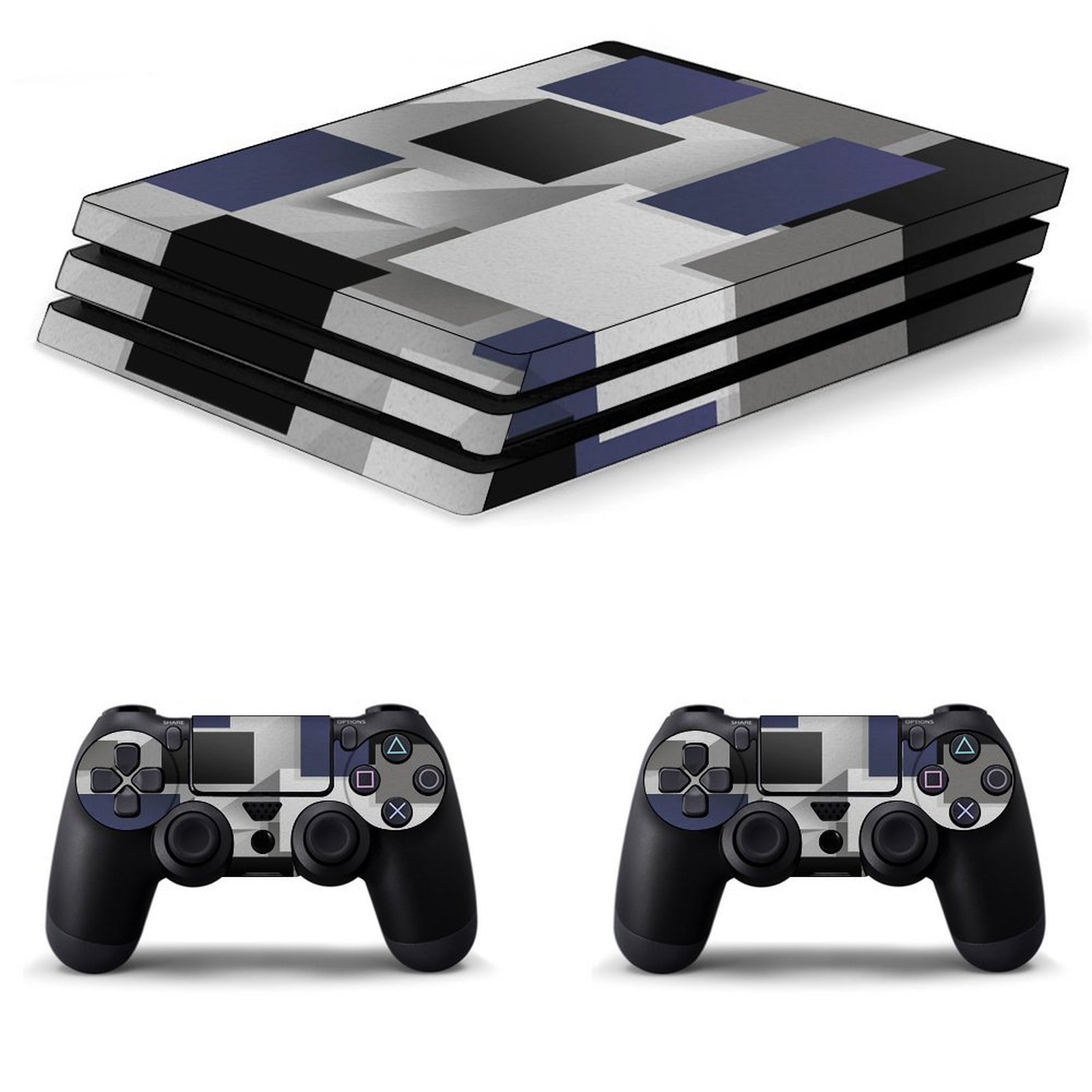 Gray Blue Geometric Abstract Pattern PS4/PS4 Pro/PS4 Slim Skin Sticker ...