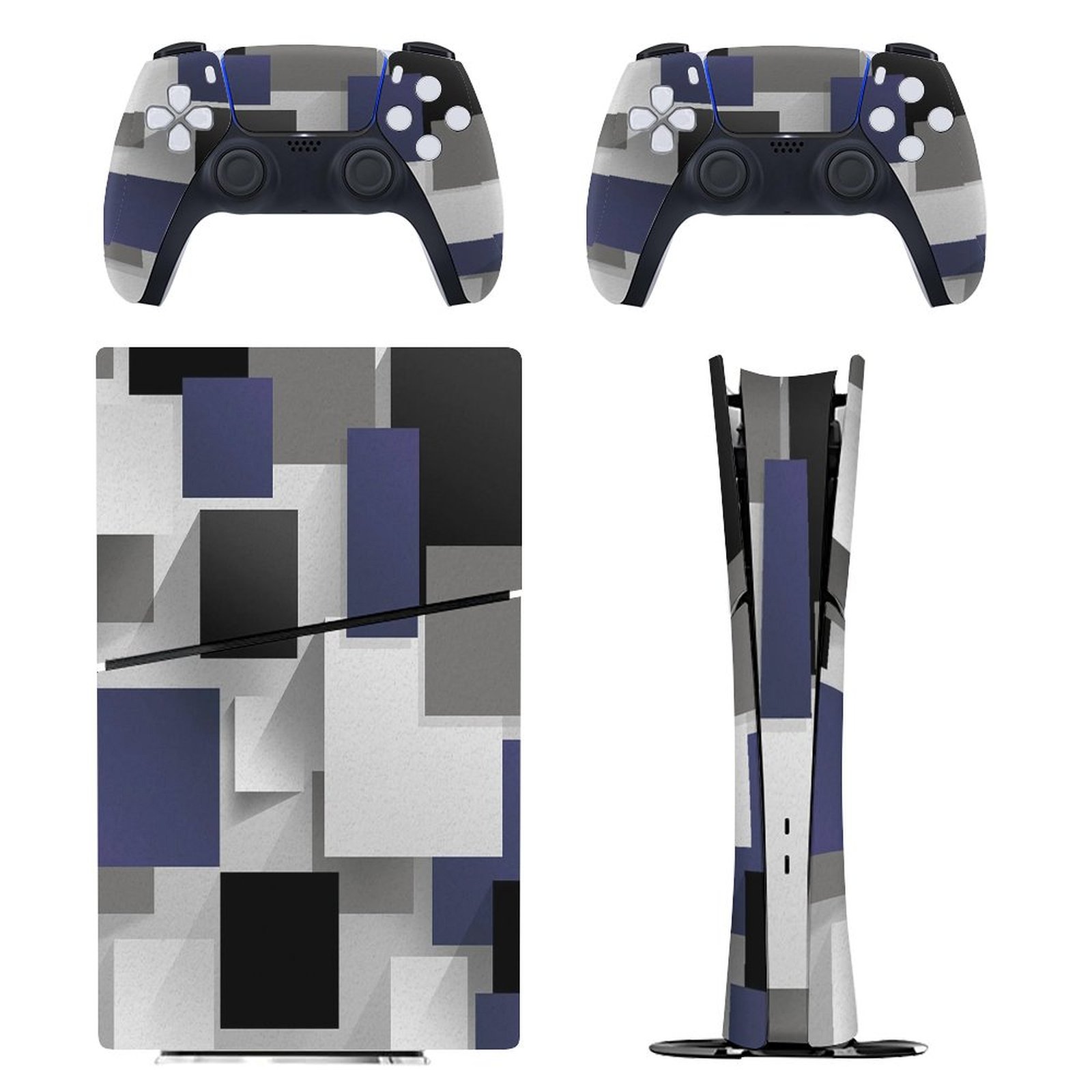 Gray Blue Geometric Abstract Pattern PS5/PS5 Pro/PS5 Slim Digital Disc ...