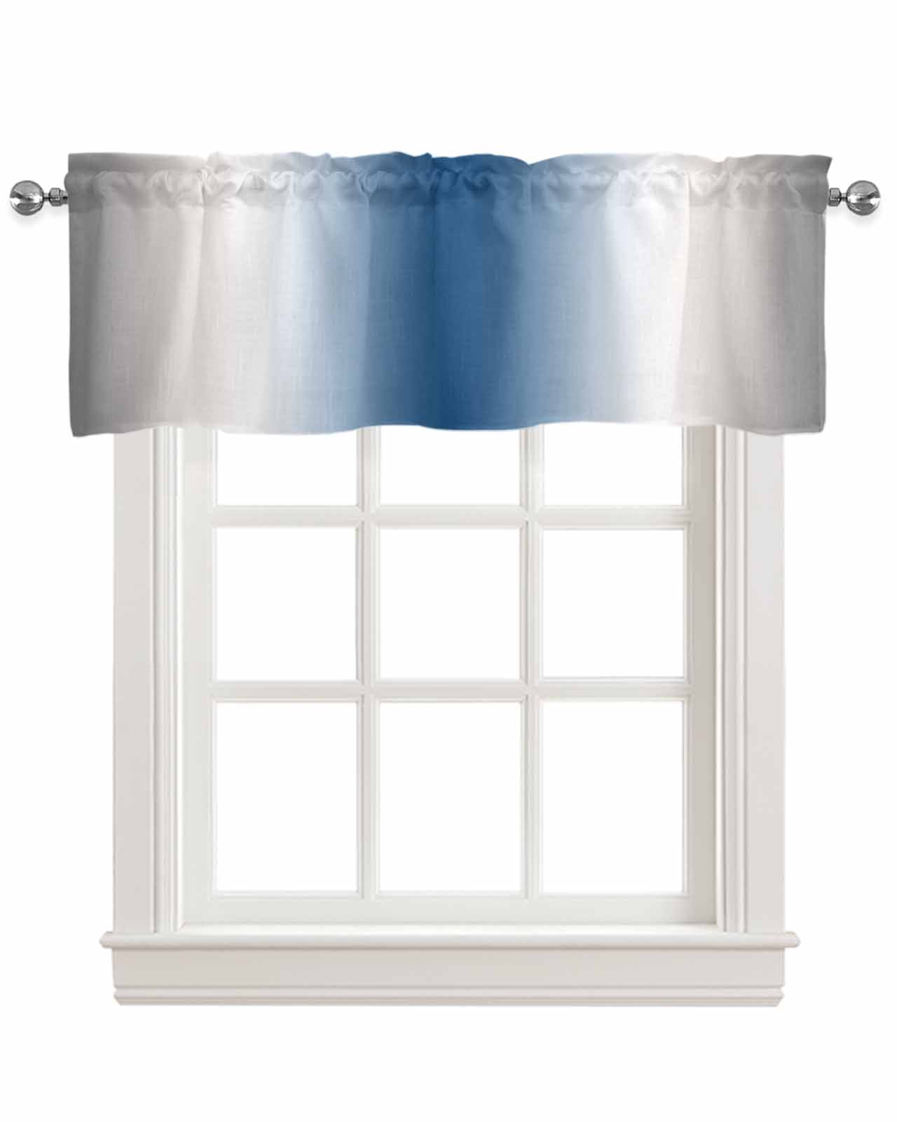 Gray Blue Kitchen Valances for Windows Farmhouse Linen Window Valance ...