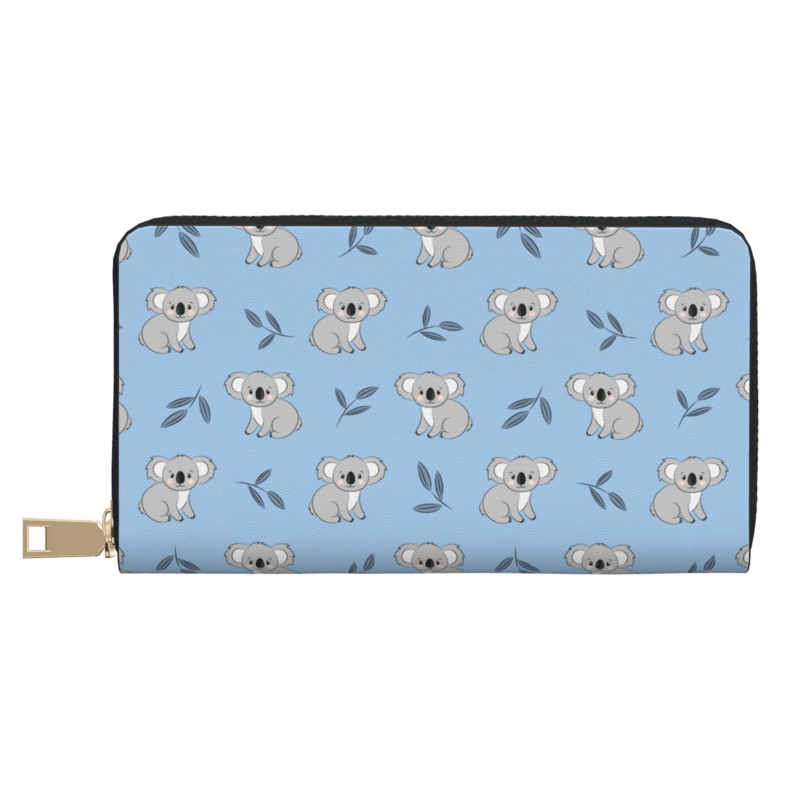 Gray Blue Koala Print Wallet Women, Leather Bifold Multi Card Wallet ...