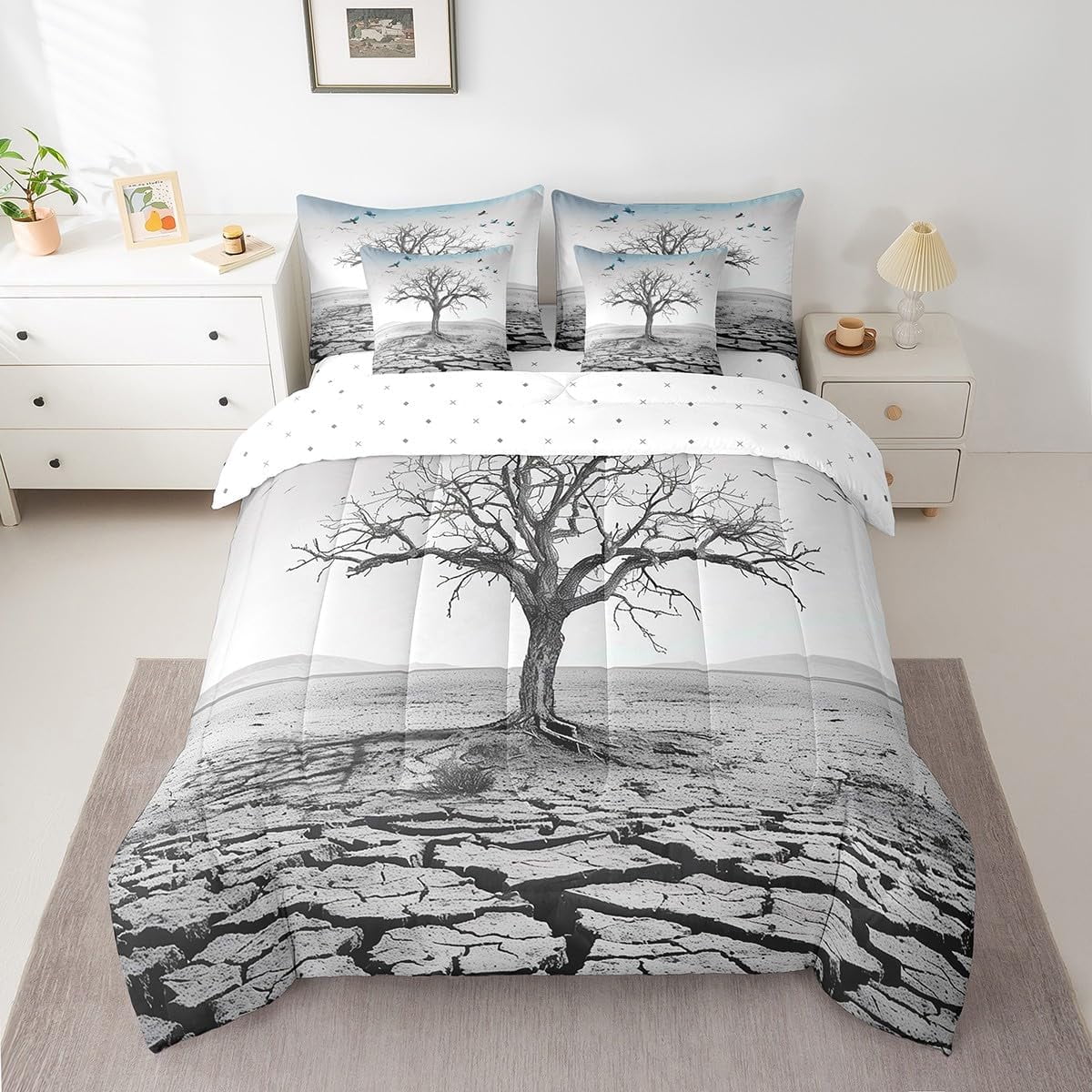 Gray Blue Skull Couple Reversible Comforter Set Red Rose Floral ...
