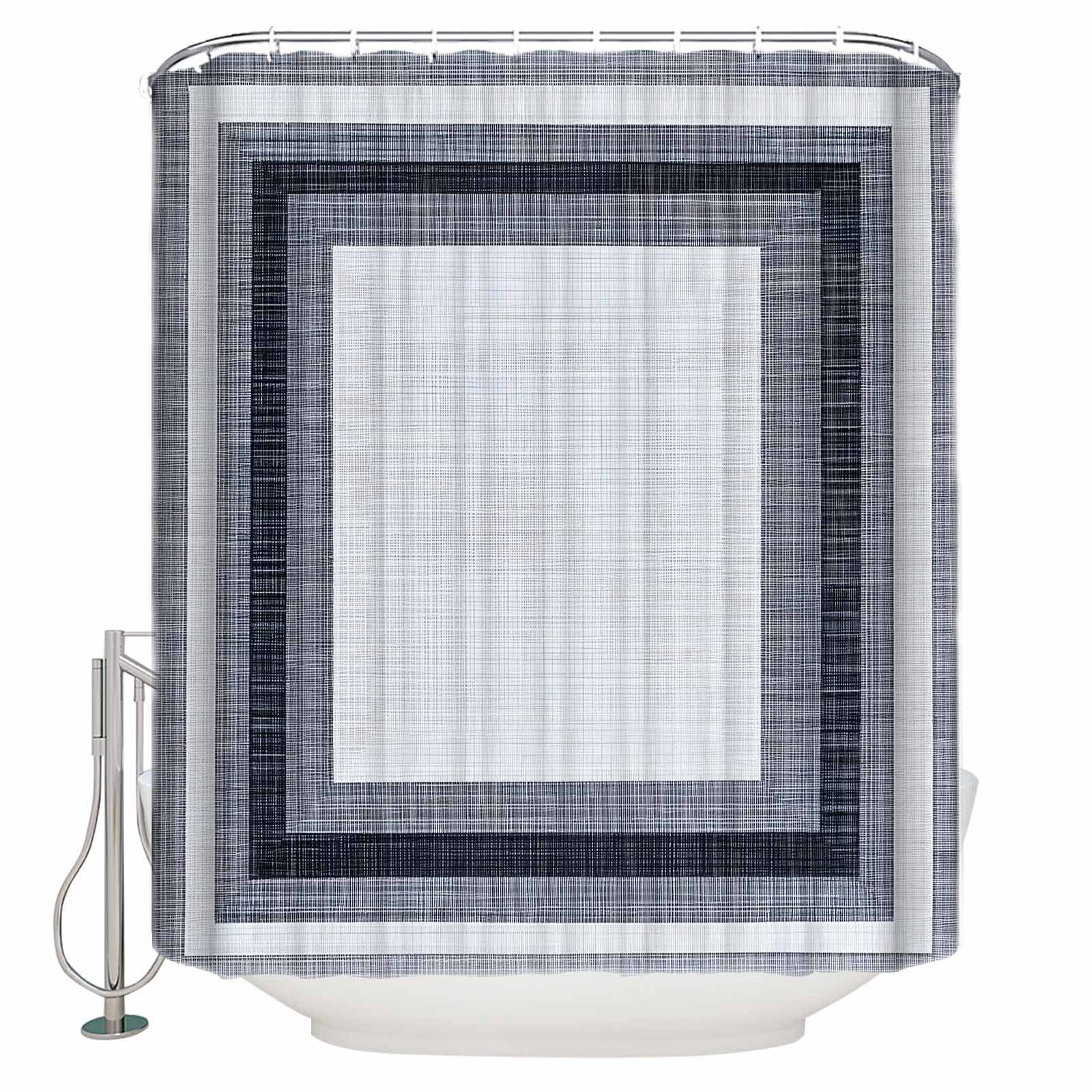 Gray Boho Bathroom Shower Curtains with 12 Hooks Polyester Waterproof ...