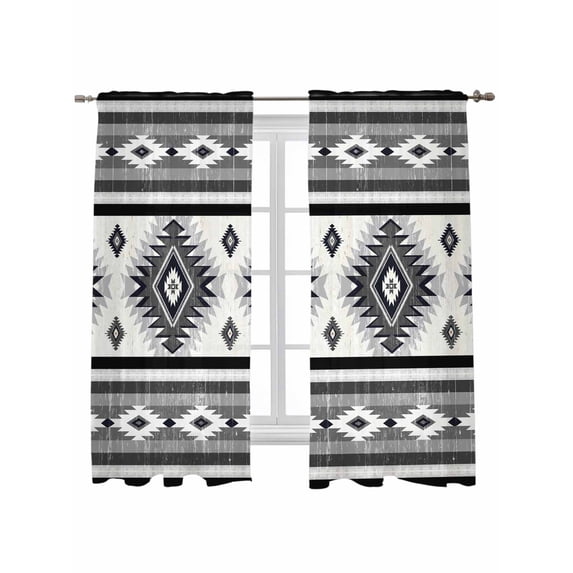 Gray Boho Curtains 63 Inch Length, Sheer Curtains for Bedroom Living ...