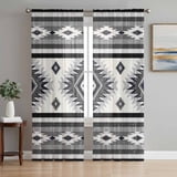 Gray Boho Semi Sheer Curtains 108 Inch Length 2 Panels Set ...