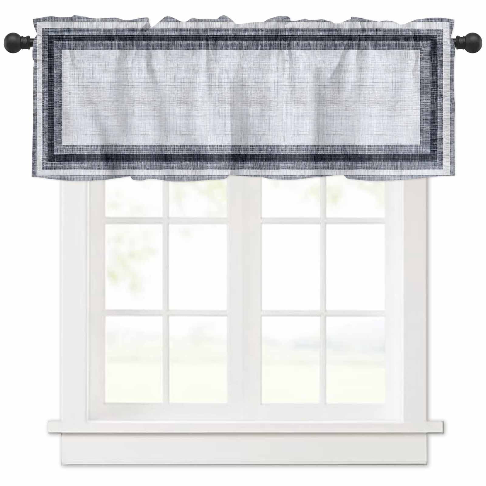 Gray Boho Valances for Windows Farmhouse Kitchen Curtains Valances Rod ...