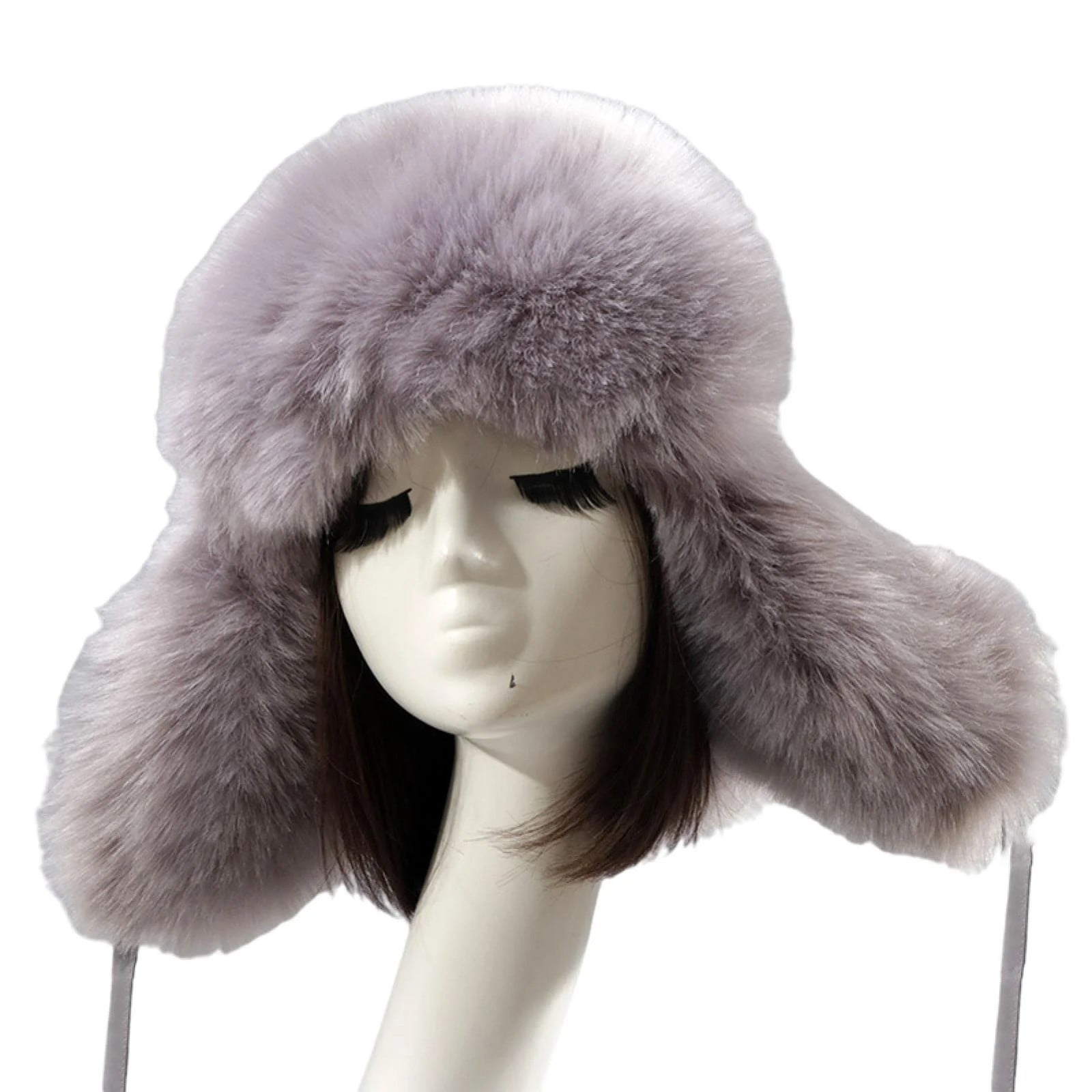 Gray Bomber Hats Faux Snow Trapper Hat with Ear for Skiing Head ...