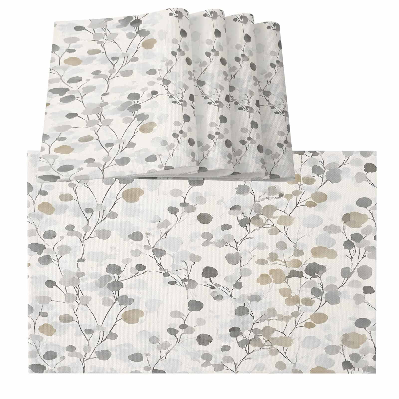 Gray Botanical Placemats for Dinning Table Set of 4, Farmhouse Spring ...