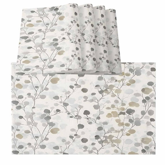 Gray Botanical Placemats for Dinning Table Set of 4, Farmhouse Spring ...