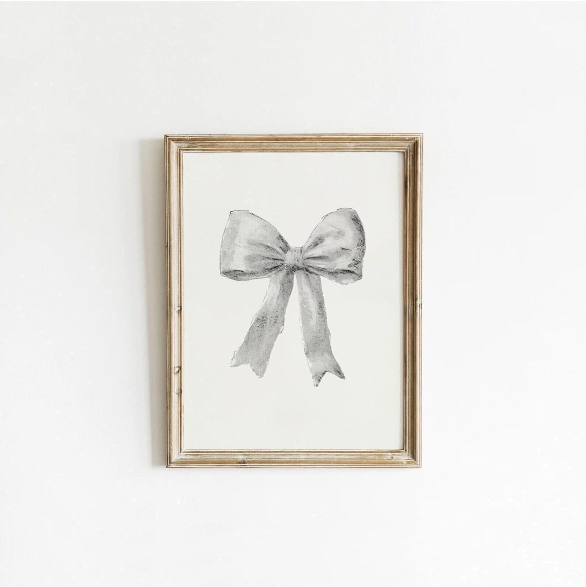 Gray Bow Preppy Art Bow Painting Preppy Dorm Prints Aesthetic Silver ...