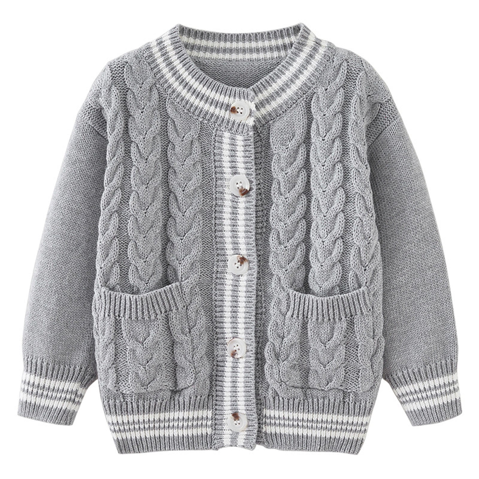 Gray Boy Girl Crochet Knit Cardigan Brunch Outfits for Children Boy ...
