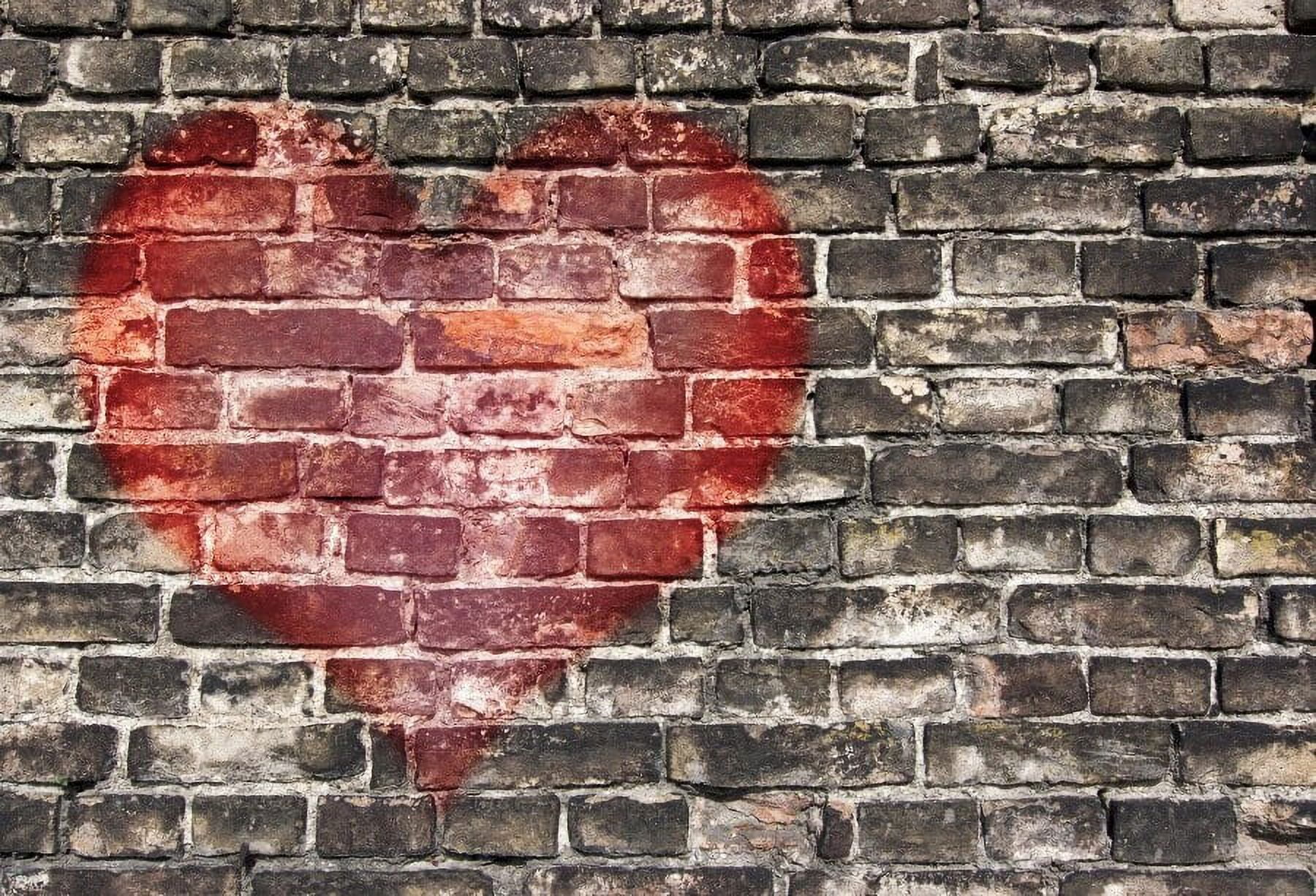 Gray Brick Wall Love Heart Valentine Room Decor Photography Backdrop ...