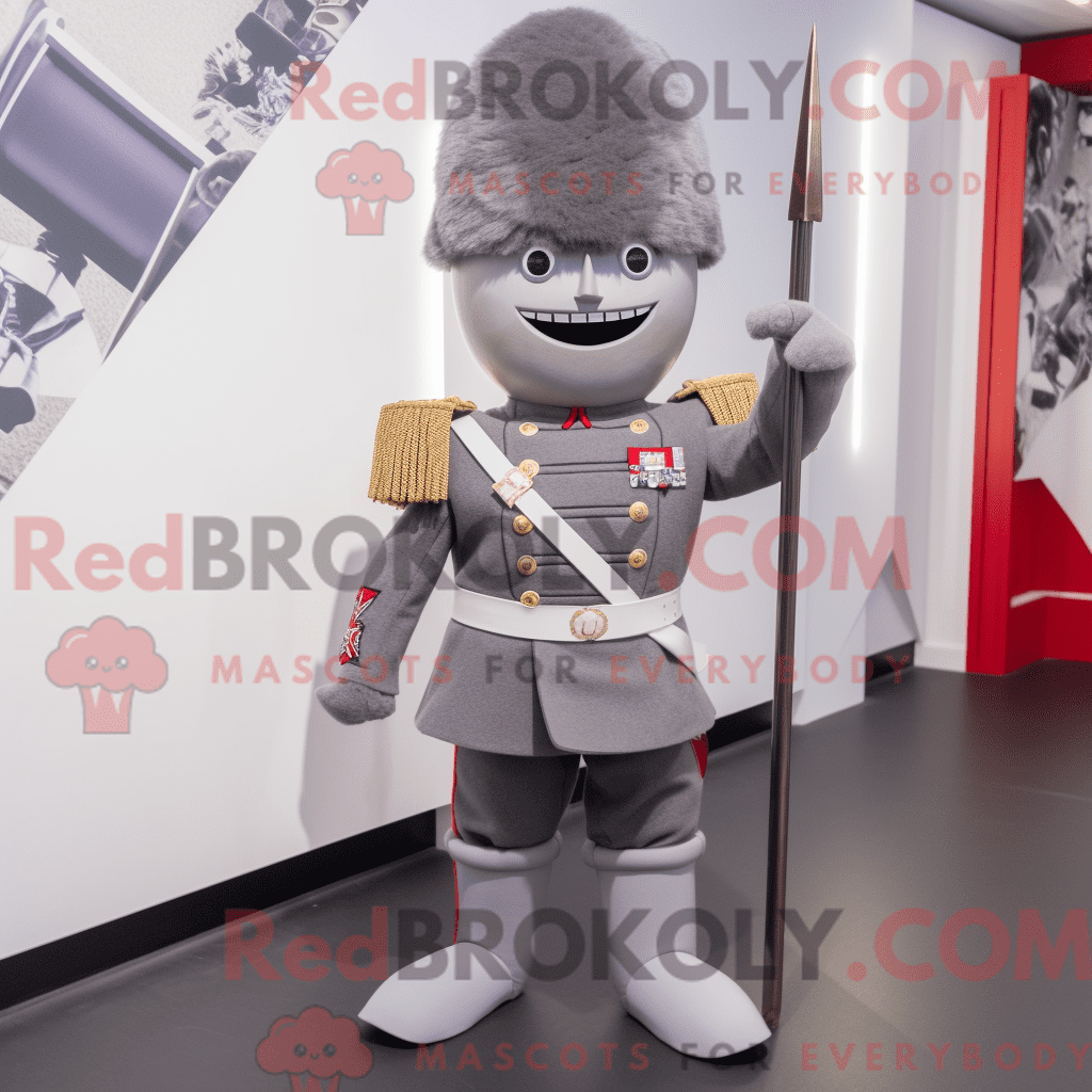 Gray British Royal Guard REDBROKOLY mascot costume character dressed ...