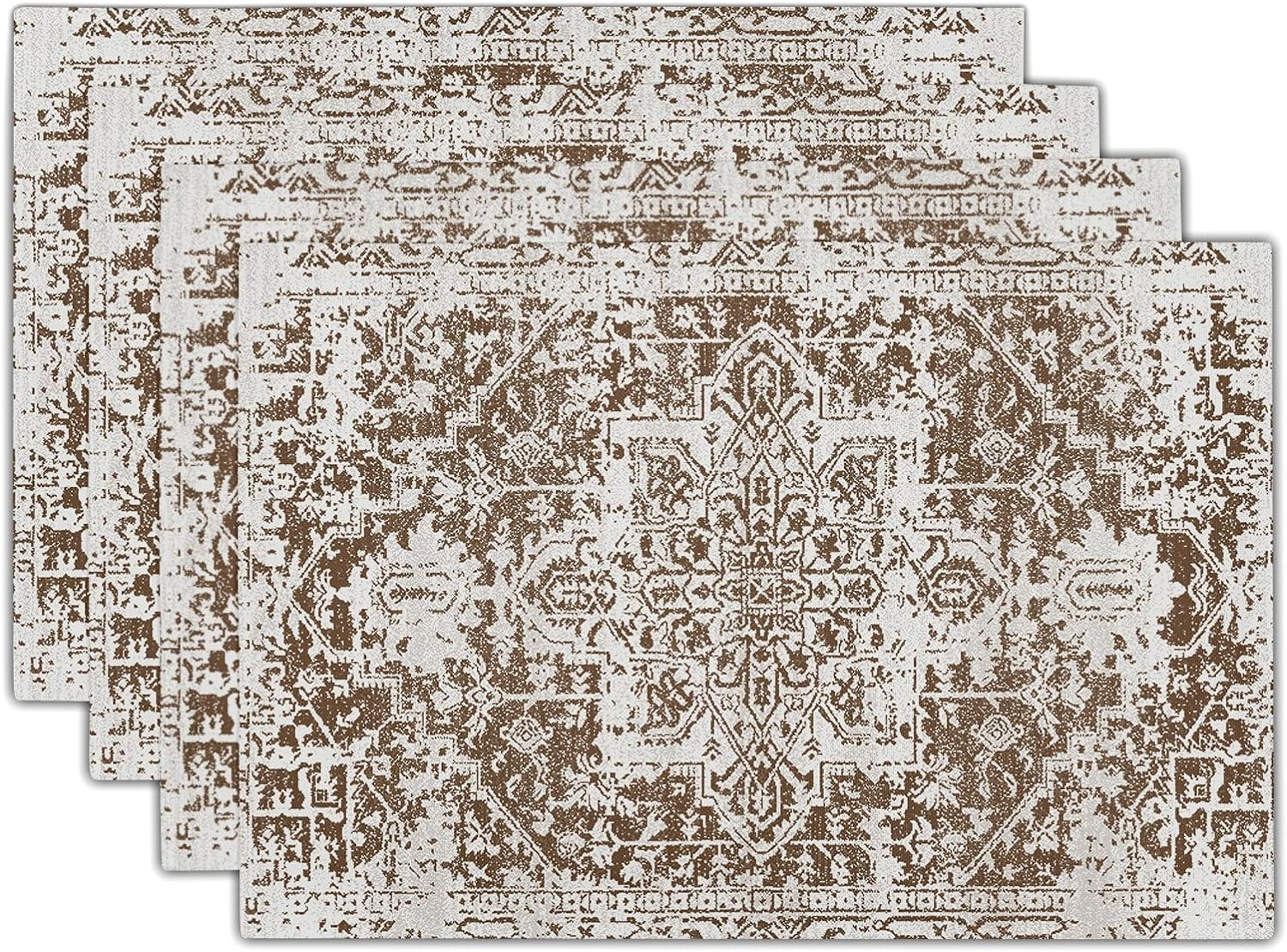 Gray Brown Boho Placemats Set of 4 Ethnic Bohemian Carpet Place Mats ...