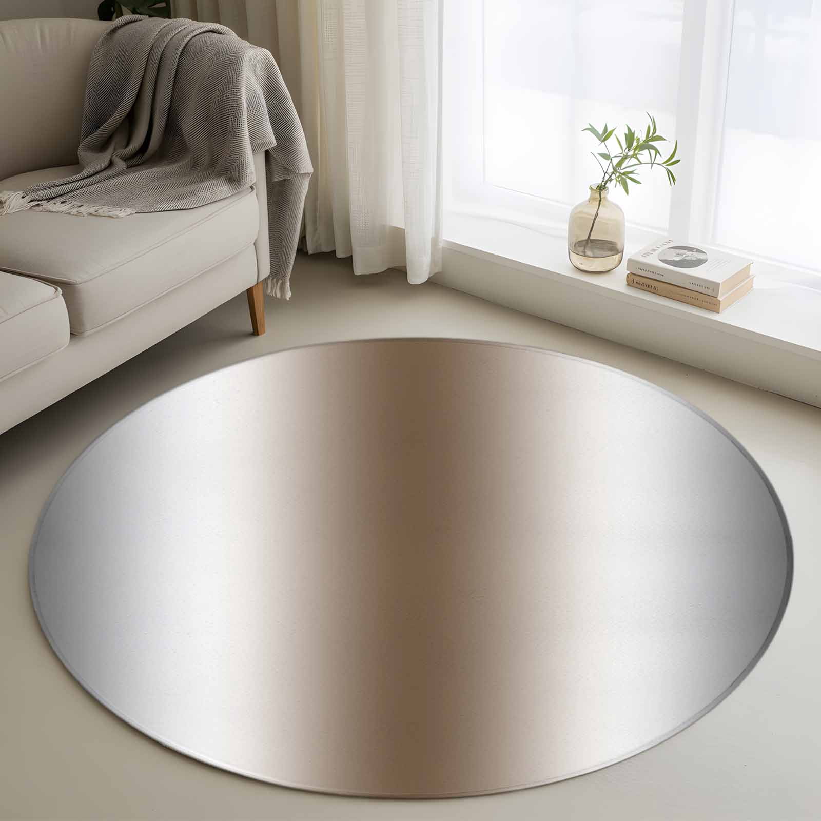 Gray Brown Round Area Rug 3 FT, Small Kitchen Bathroom Mats, Modern ...