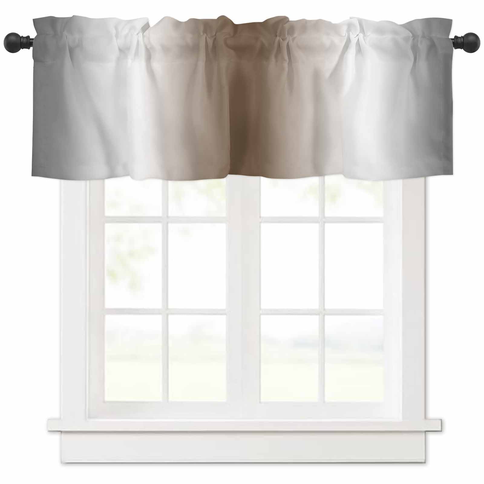 Gray Brown Valances for Windows Farmhouse Kitchen Curtains Valances Rod ...