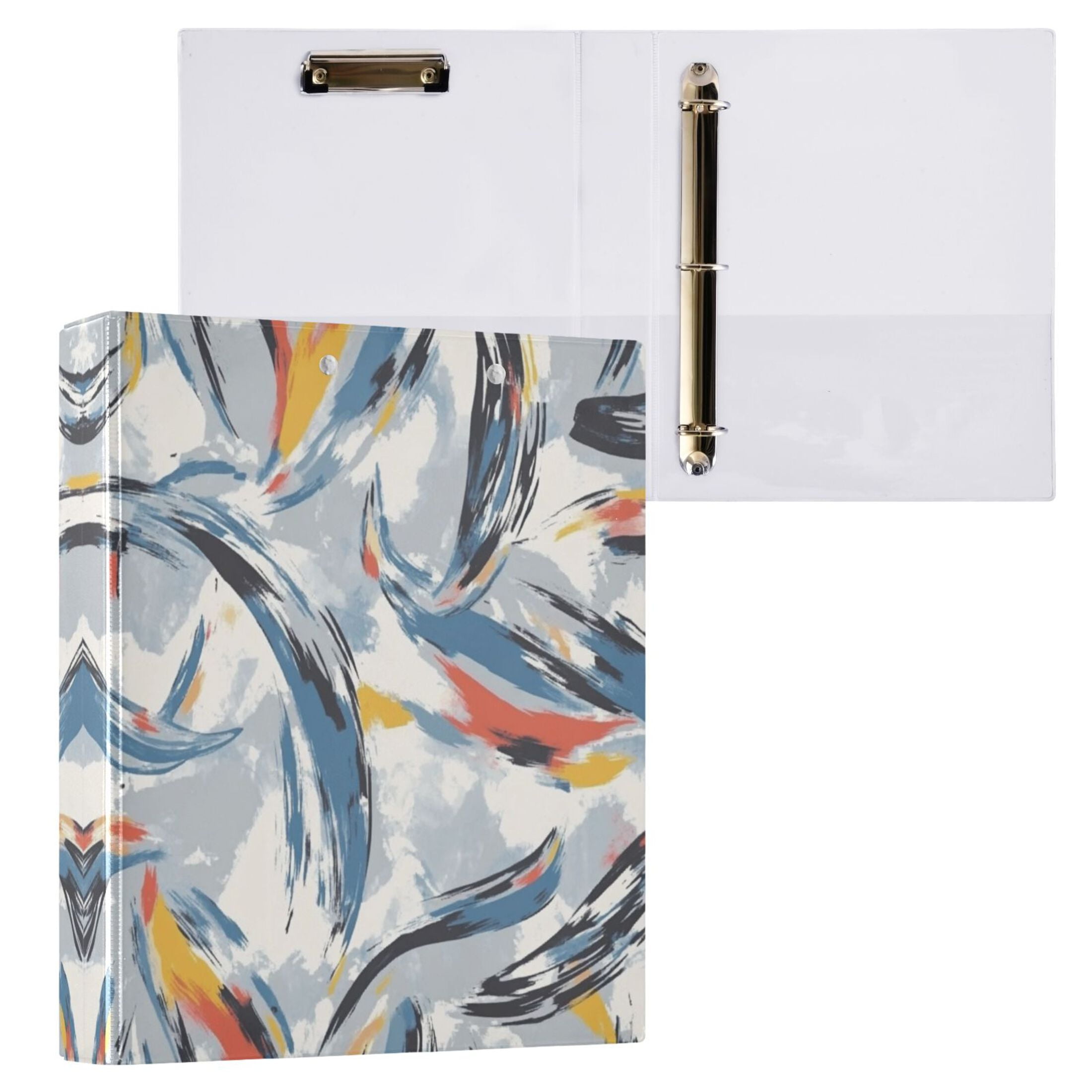 Gray Brush Strokes 3 Ring Hardcover Binders 1.5in Round Rings for ...