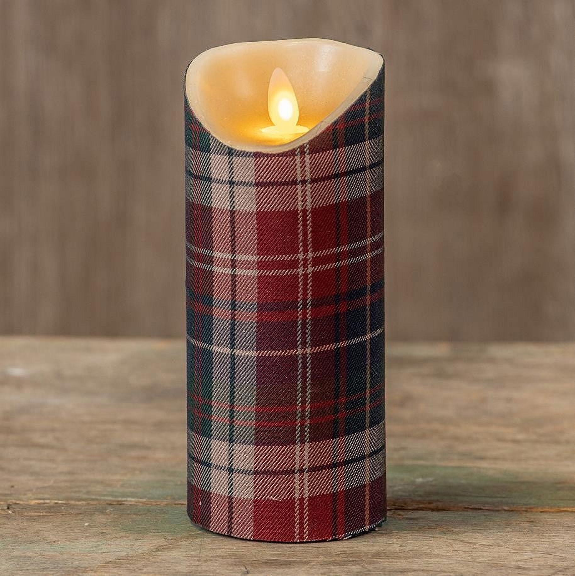 Gray & Burgundy Plaid Timer Candle - 3x7 Pillar - Walmart.com