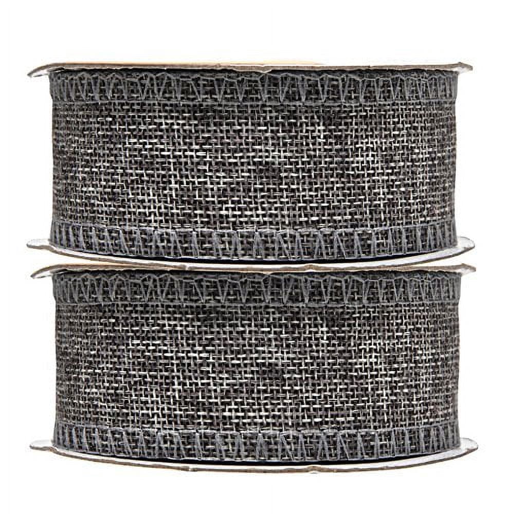 Gray Burlap Ribbon 1.5 Inch 2 Rolls 20 Yards Unwired Rustic Jute Ribbon ...