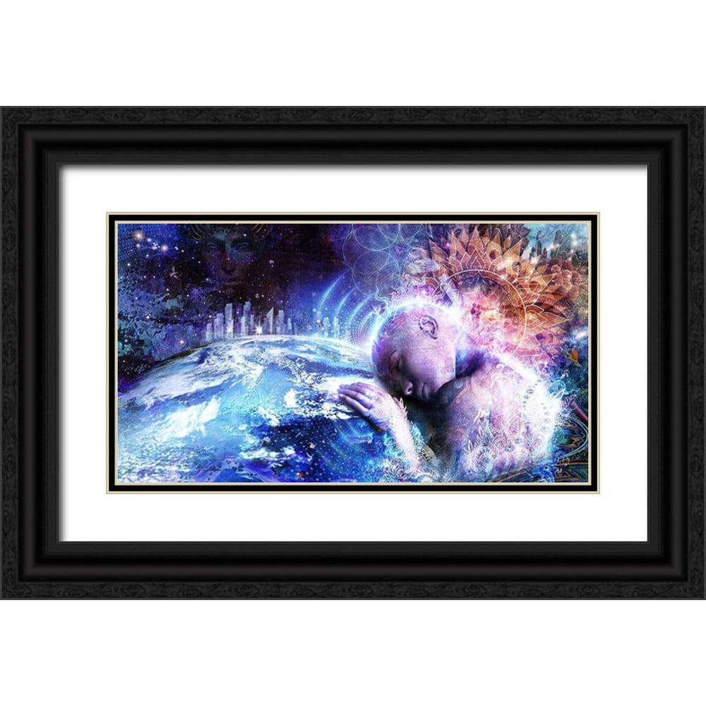 Gray, Cameron 24x15 Black Ornate Wood Framed with Double Matting Museum ...