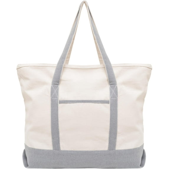 Gray Canvas Zippered Tote Bag - 22 , Heavy-duty, , Washable, Foldable ...