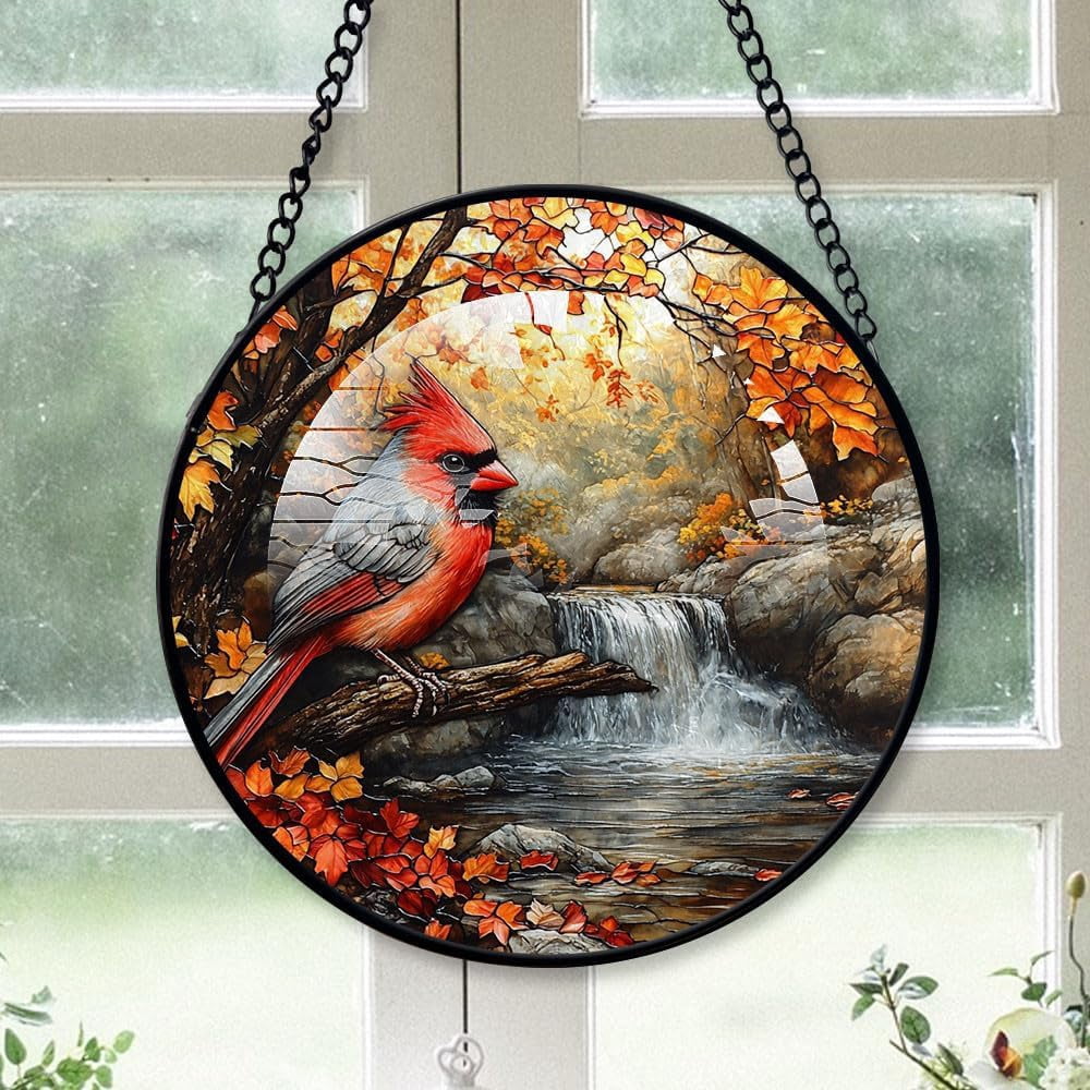 Gray Cardinal Stained Glass Suncatcher, Gray Cardinal Christmas 2025 ...