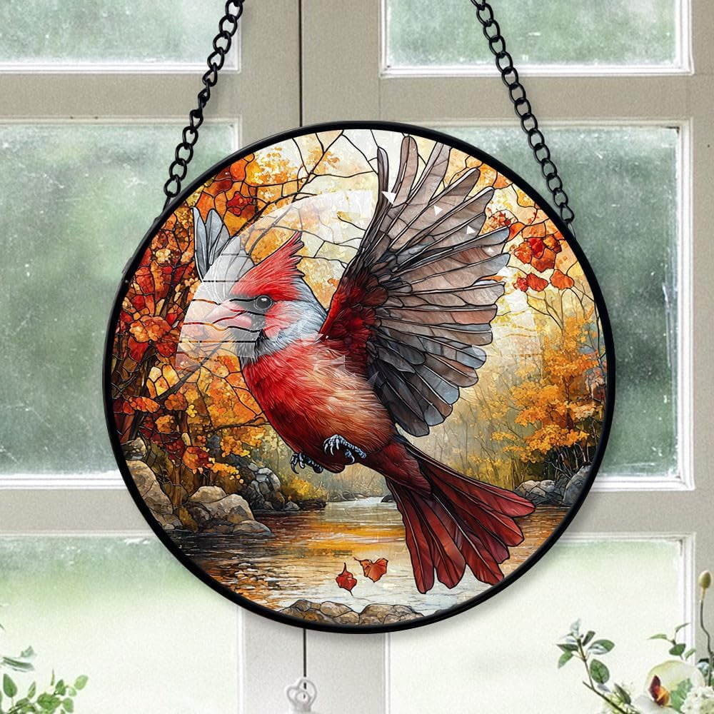 Gray Cardinal Stained Glass Suncatcher, Gray Cardinal Christmas 2025 ...